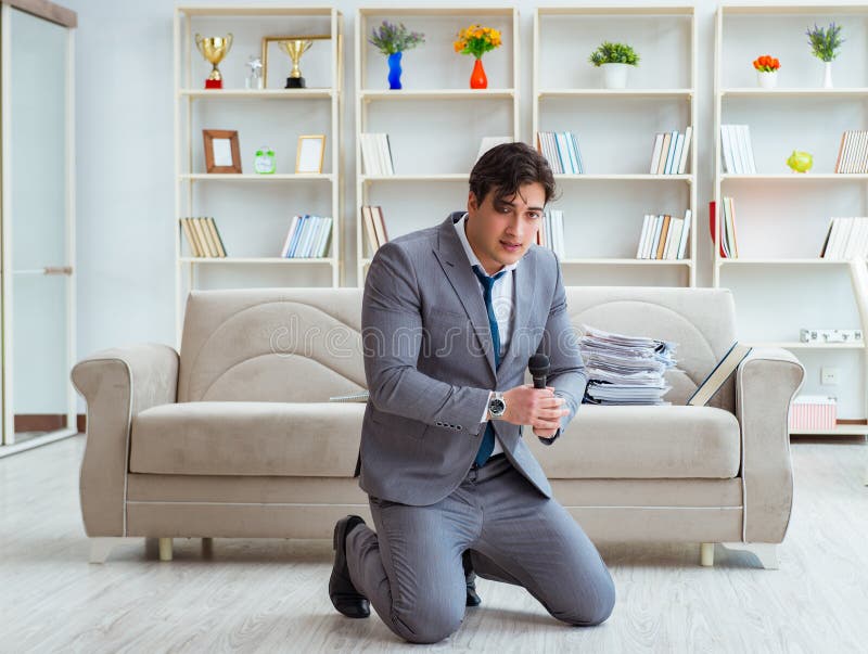 Drunk Businessman Celebrating in the Office Stock Photo - Image of ...
