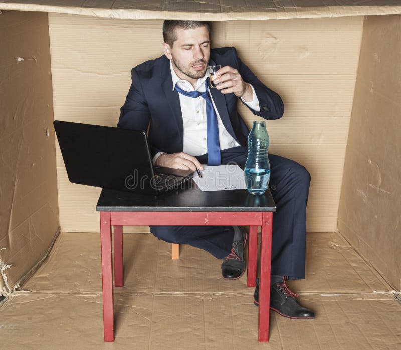 Drunk Businessman Sitting in the Office Stock Image - Image of habits ...