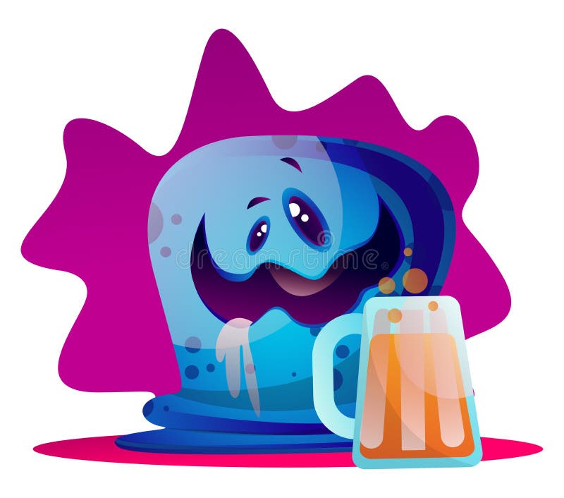 Drunk Cartoon Blue Monster Vector Illustarton Stock Vector ...