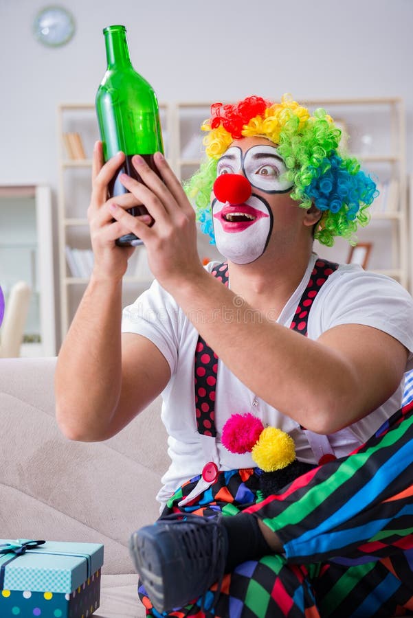 The Drunk Clown Celebrating Having a Party at Home Stock Photo - Image ...