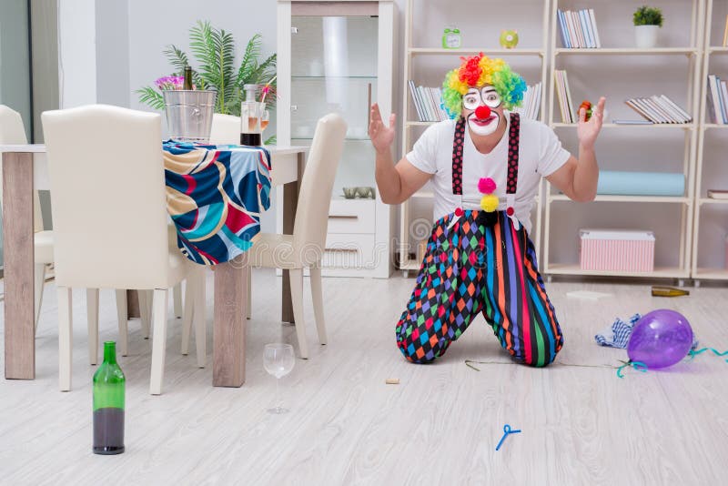 The Drunk Clown Celebrating Having a Party at Home Stock Photo - Image ...