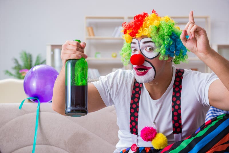 The Drunk Clown Celebrating Having a Party at Home Stock Image - Image ...