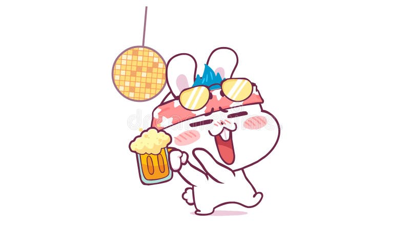 Drunk Dancing Rabbit Animation - White Background Stock Video - Video ...