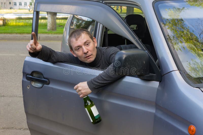 Drunk Driver Driving a Car Creates Danger on the Roads Stock Photo ...