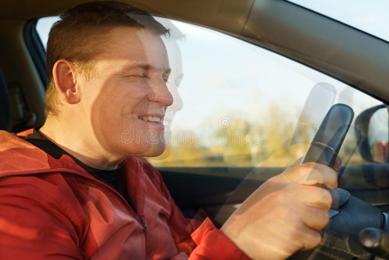 Drunk Driver Driving a Car, the Image is Bifurcated. Stock Image ...