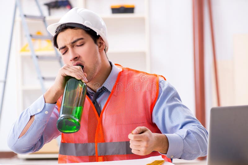 The Drunk Engineer Working in the Workshop Stock Photo - Image of home ...