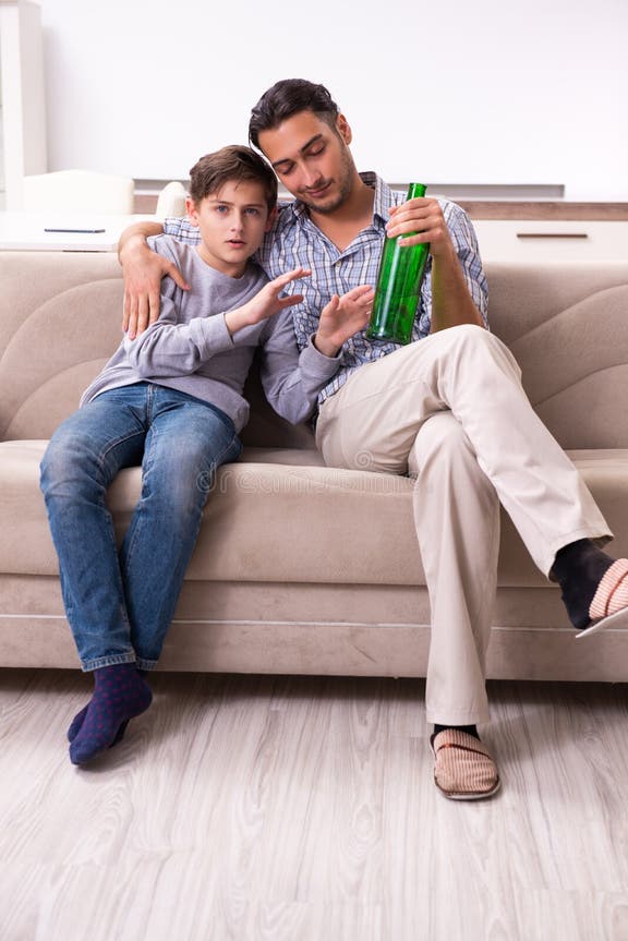 Drunk father and his son stock image. Image of chronic - 160549629