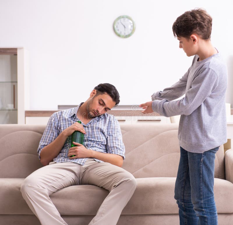 Drunk father and his son stock image. Image of frustrated - 276827269