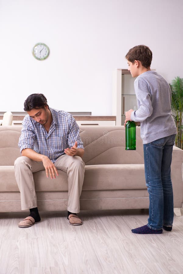 Drunk father and his son stock image. Image of family - 156418037