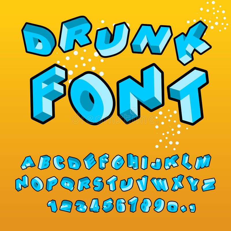 Drunk Font. Different Letters Slope. Crazy ABC Stock Vector ...