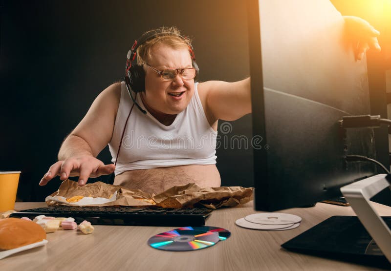 Drunk Guy in Glasses Hitting the Computer Stock Photo - Image of ...