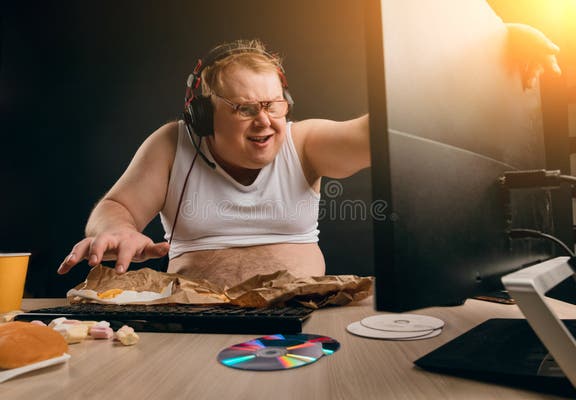 Drunk Guy in Glasses Hitting the Computer Stock Photo - Image of ...