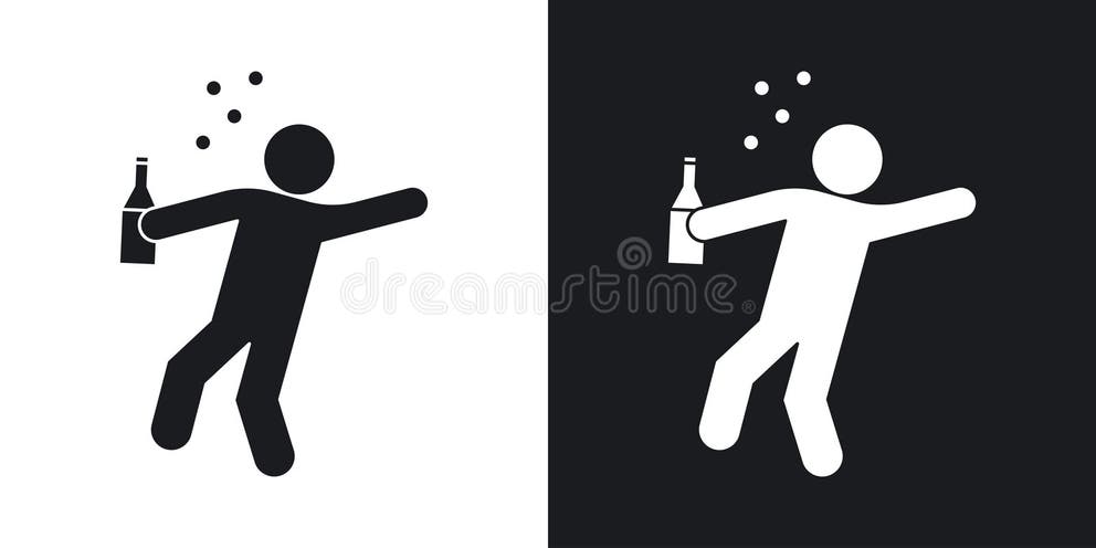 Drunk Human Thin Line Vector Icon Set Stock Vector - Illustration of ...
