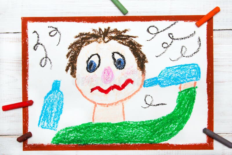 Drunk Man Drinking Alcohol. Stock Illustration - Illustration of ...