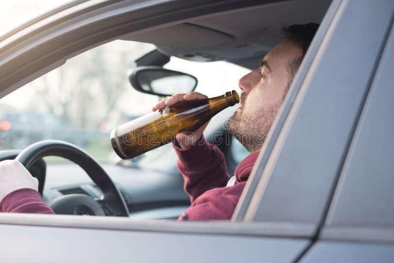 Drunk Man Driving Car and Falling Asleep Stock Image - Image of control ...