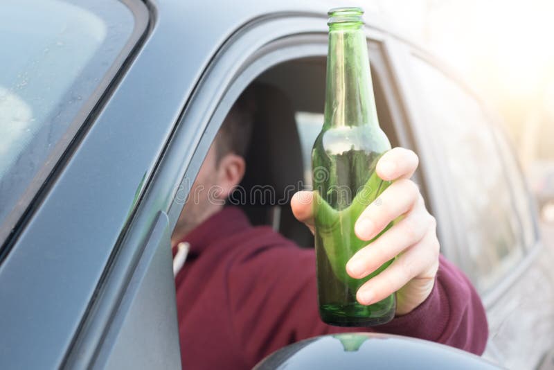 Drunk Man Driving His Car and Drinking Stock Image - Image of alcohol ...