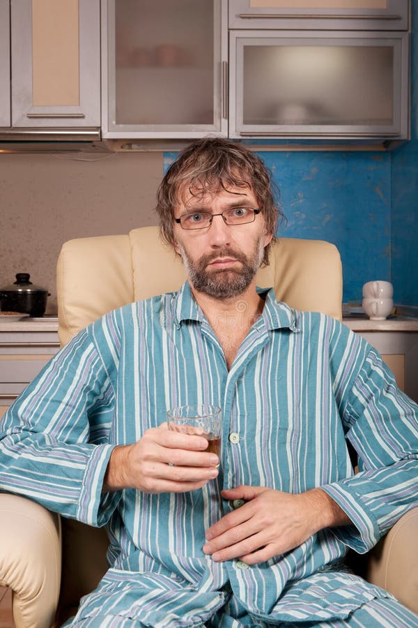 Drunk Man Sitting in Chair with Glass Stock Image - Image of alcohol ...