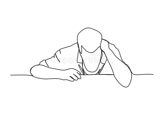 Drunk Man Sitting at a Table. One Line Drawing Vector Illustration ...