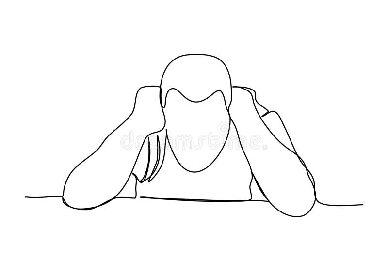 Drunk Man Sitting at a Table. One Line Drawing Vector Illustration ...