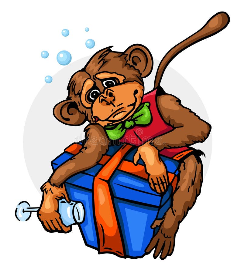 Drunk Monkey stock vector. Illustration of drink, foam - 12156122