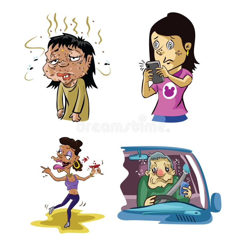 Drunk People Collection Color Illustration Stock Vector - Illustration ...