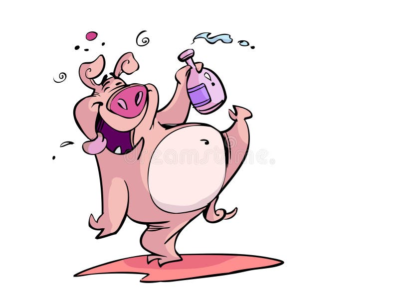 Pig Drinking Alcohol