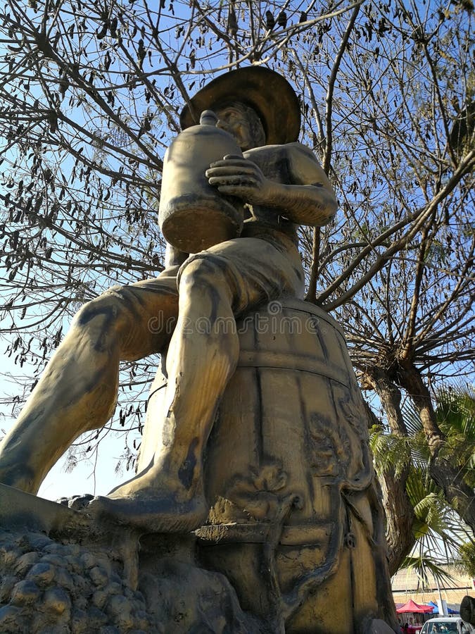 Statue Of A Man With A Barrel Stock Photo - Image of history ...