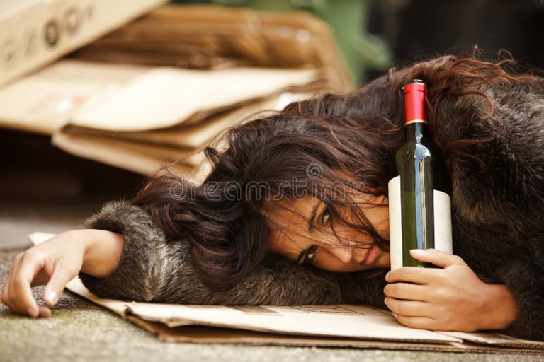Drunk tramp woman stock photo. Image of concept, hobo - 21235450