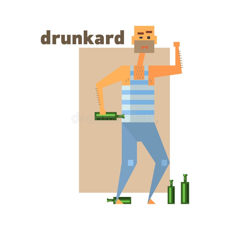 Drunk Cartoon People Alcoholic Man and Woman Alcoholism Drunken Tipsy ...