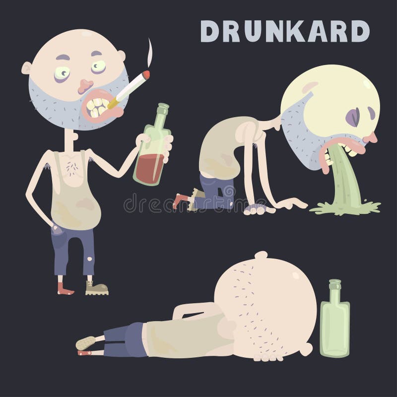 Drunkard. stock illustration. Illustration of cartoon - 91314237