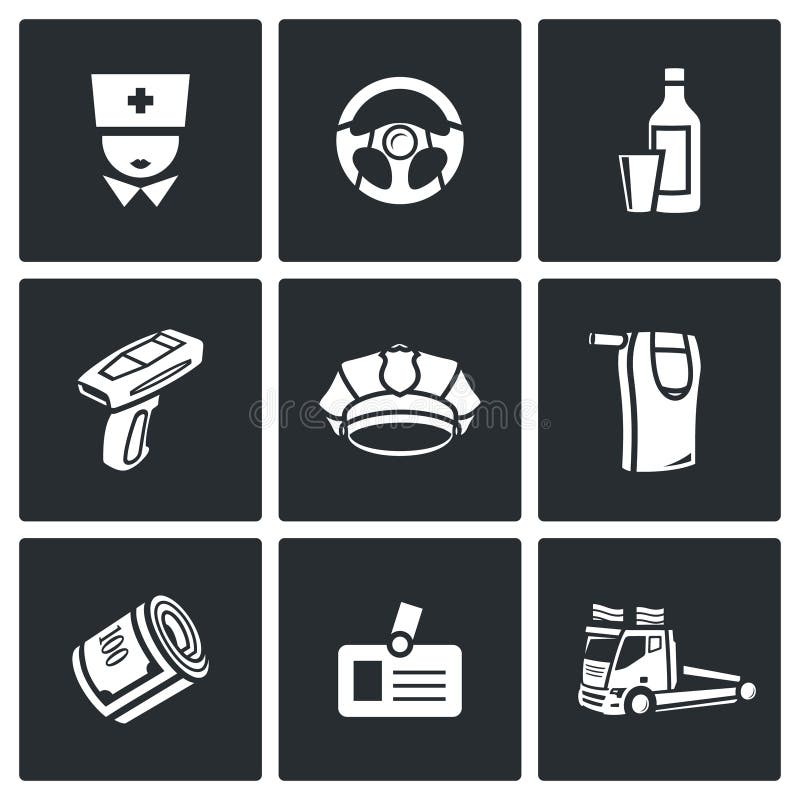 Drunken Driving Icons Set. Vector Illustration. Stock Illustration ...