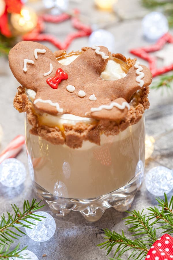 Drunken Gingerbread Cookie Man in a Christmas Cocktail Stock Photo ...