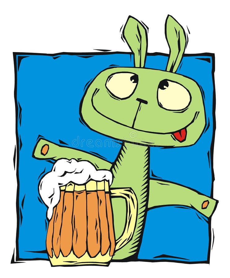 Drunk Rabbit stock vector. Illustration of wine, trunk - 35700061