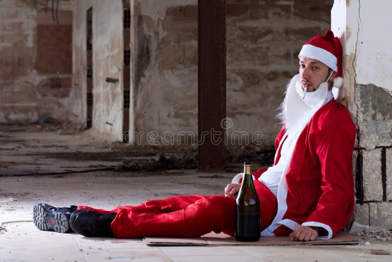 Drunken Santa stock photo. Image of addiction, alcoholic - 21291228