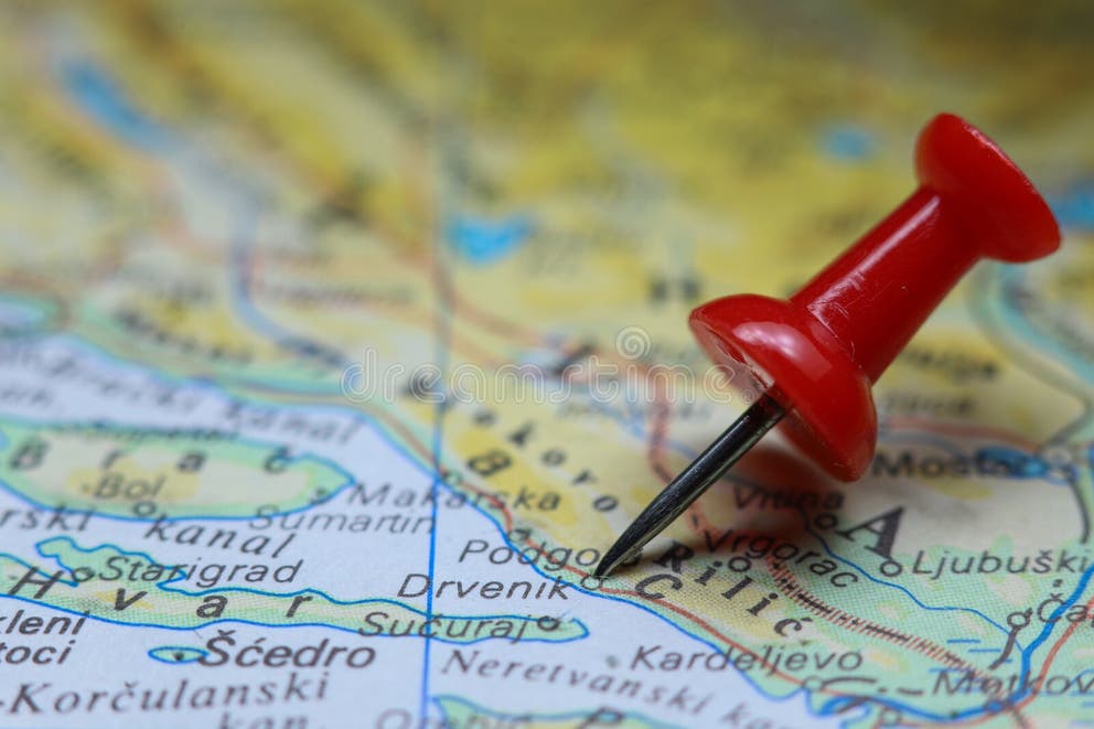 Drvenik, Croatia Pin on Map Stock Image - Image of object, atlas: 370073403