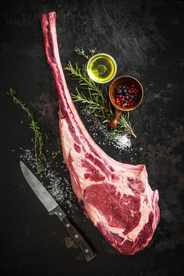 Dry Aged Raw Tomahawk Beef Steak Stock Image - Image of fresh, ribeye ...