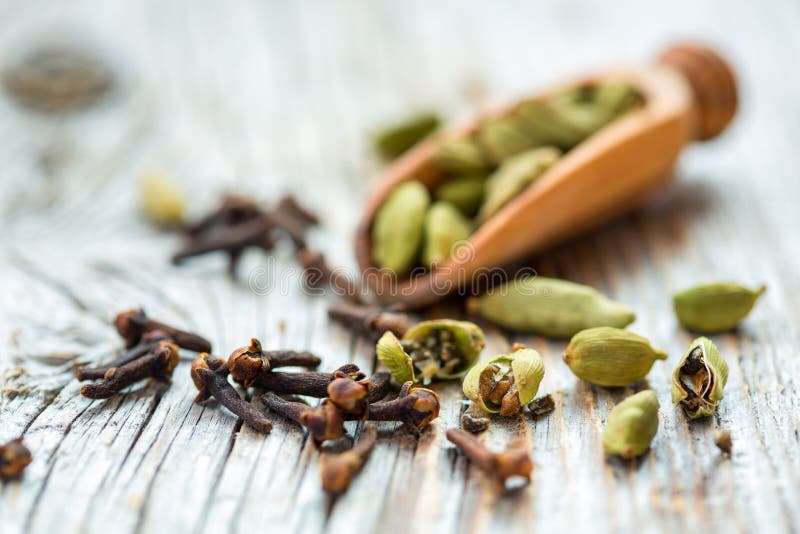 Dry Beans Cardamom and Clove Buds. Stock Photo - Image of anise, brown ...
