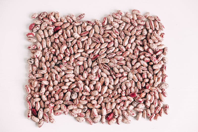 Dry Beans Scattered on a White Background. Top View Stock Image - Image ...