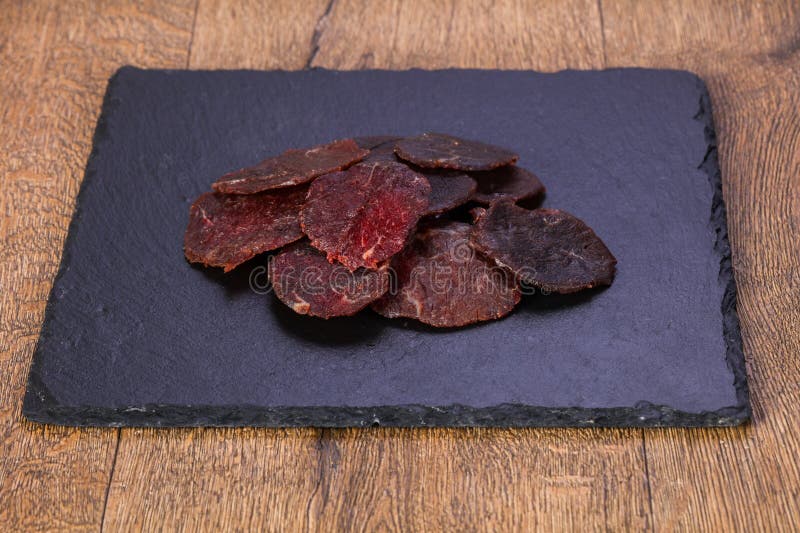 Dry beef meat stock image. Image of pepper, hard, closeup - 125540159