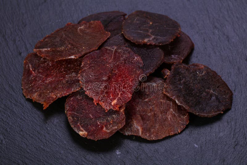 Dry beef meat stock photo. Image of delicious, isolated - 126357204