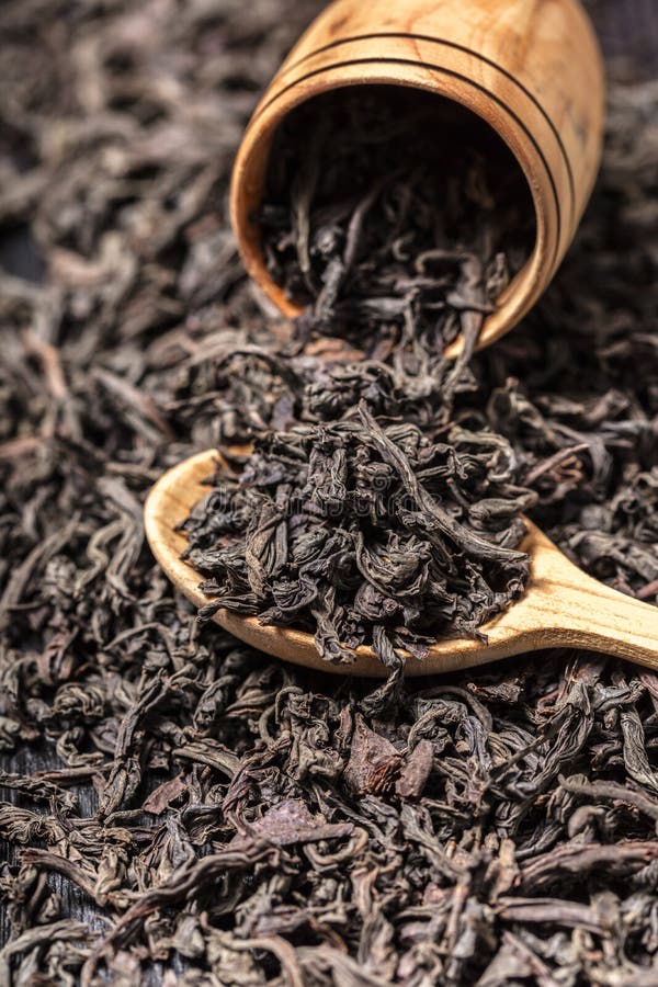 Dry black large leaf tea stock image. Image of nature - 109139771