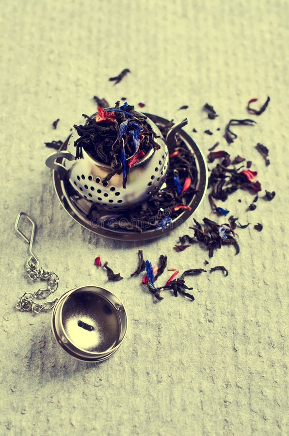 Dry black tea stock photo. Image of flower, leaf, cornflower - 68037400