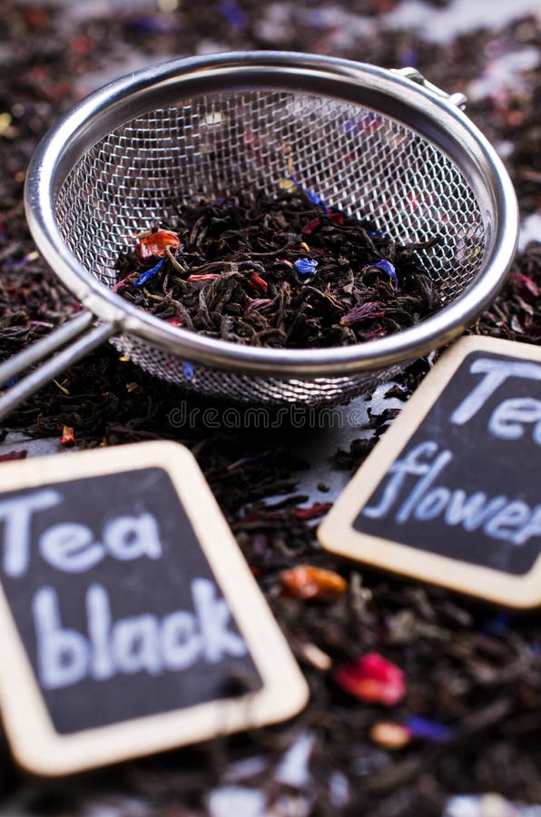 Dry black tea stock image. Image of heap, herb, hibiscus - 68062101