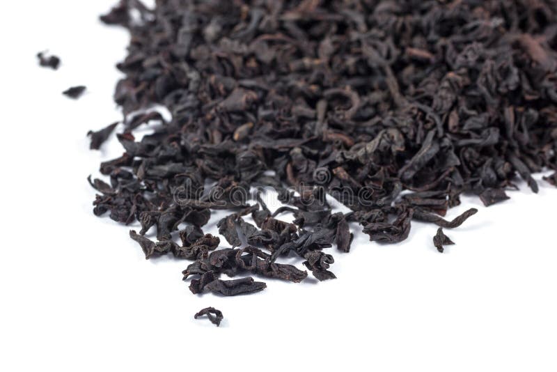 Dry Black Tea Leaves Isolated on White Background Stock Photo - Image ...