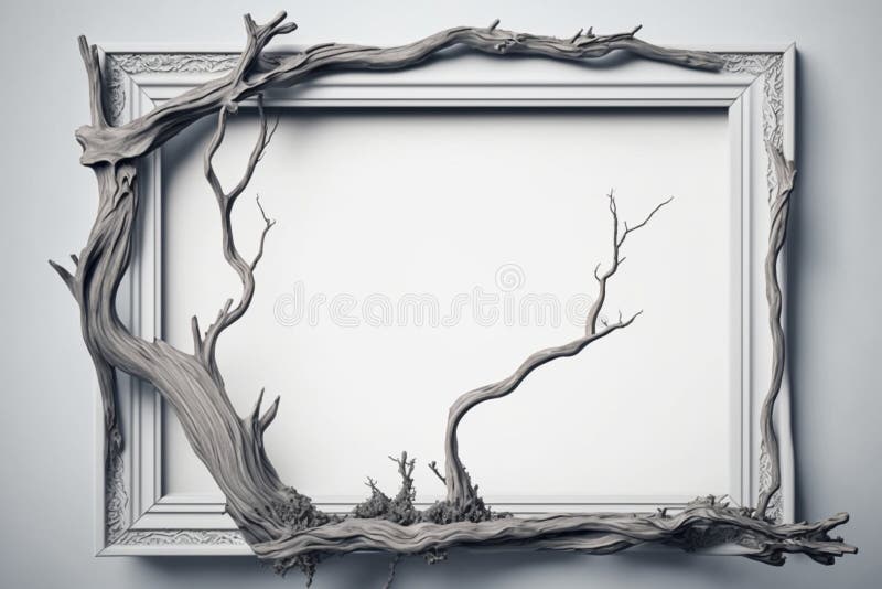 Dry Branches of Tree Roots Frame an Empty Frame. AI Generated Stock ...