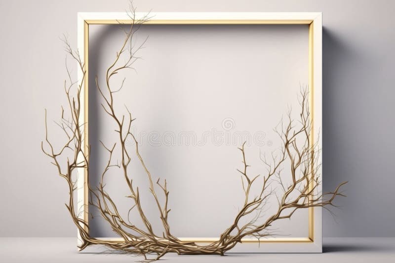 Dry Branches of Tree Roots Frame an Empty Frame. AI Generated Stock ...
