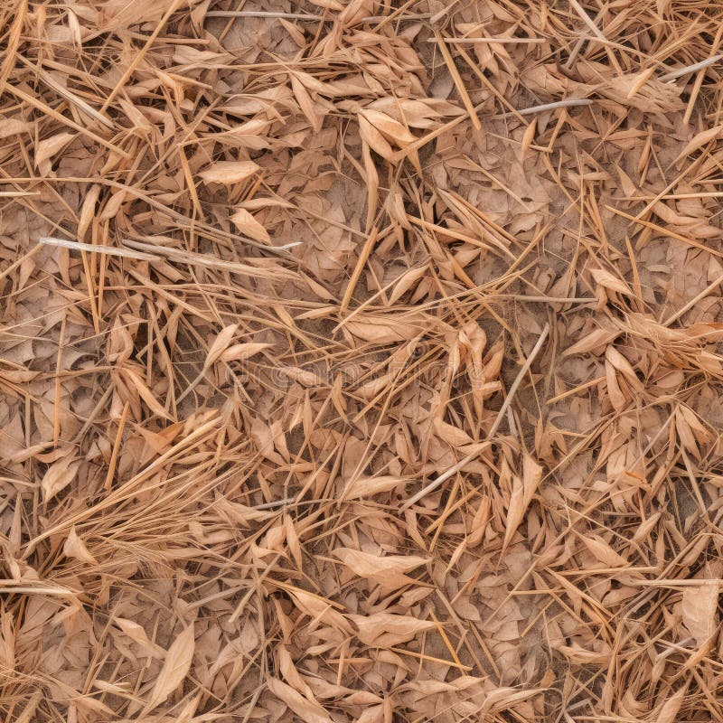 Dry Brown Grass Seamless Pattern on the Ground with Dried Leaves and ...