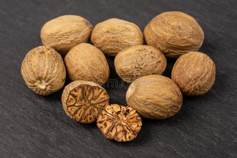 Dry Brown Nutmeg on Grey Stone Stock Image - Image of hard, ingredient ...