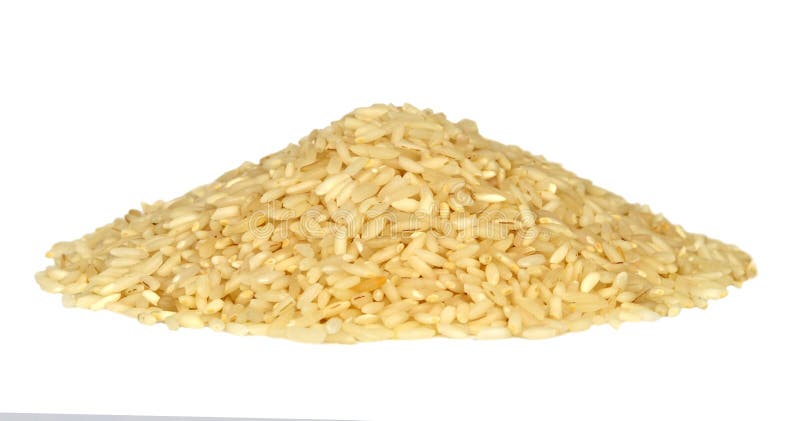 Dry Brown Rice in a Small Pile Isolated on a White Background Stock ...