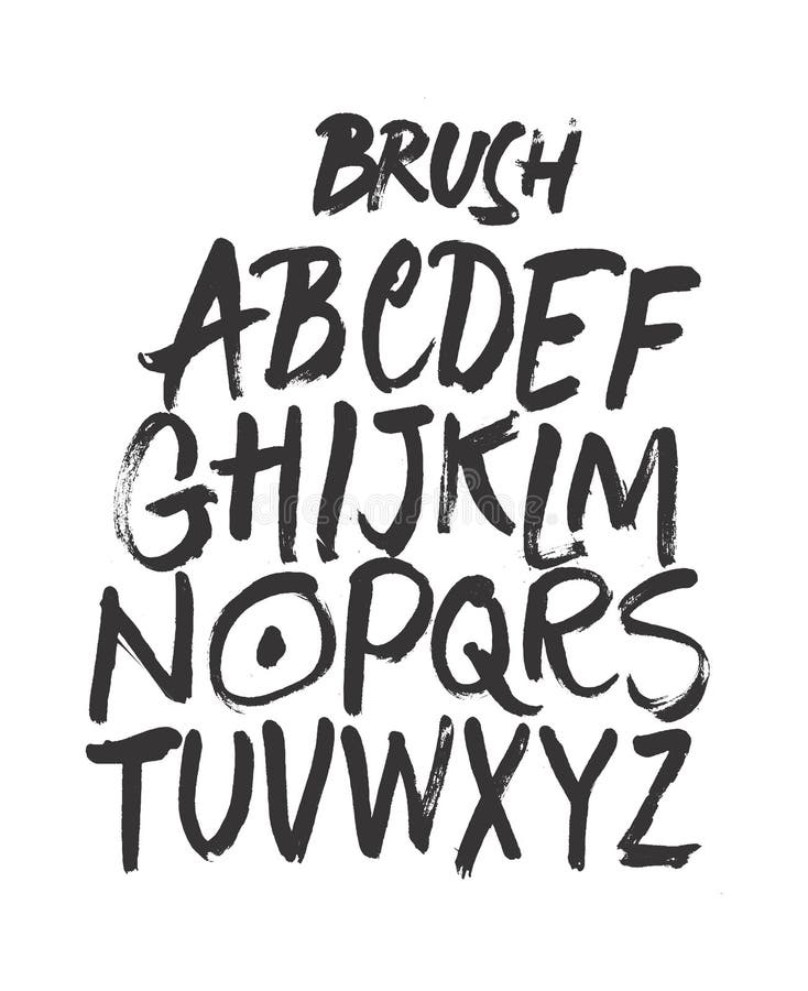 Dry Brush Alphabet Font Set Made by Real Brush Grunge Style Vector ...